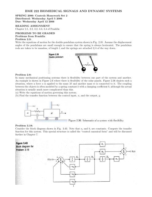 BME 222 BIOMEDICAL SIGNALS AND DYNAMIC SYSTEMS