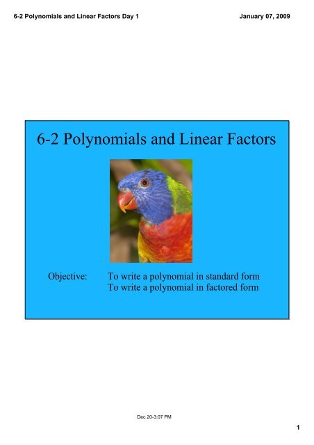 polynomial in standard form