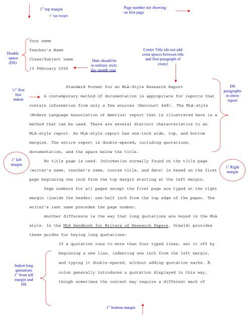MLA Report Guidelines