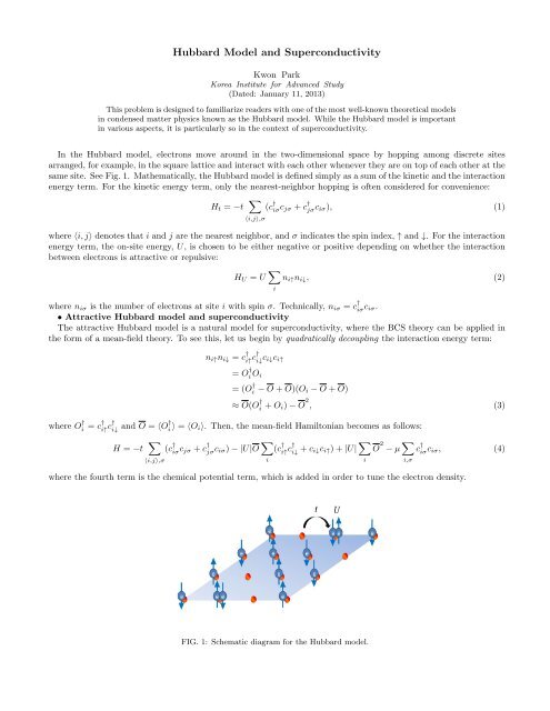 Hubbard Model and Superconductivity - KIAS
