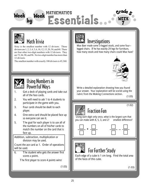Weeks 7-9 - Mathematics