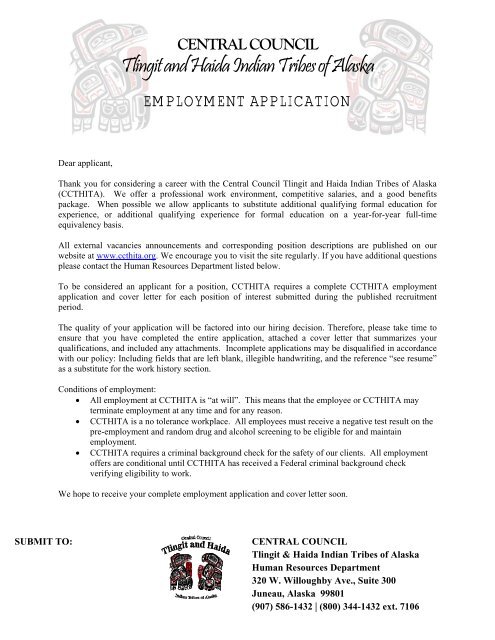 Employment Application - Central Council Tlingit Haida Indian ...
