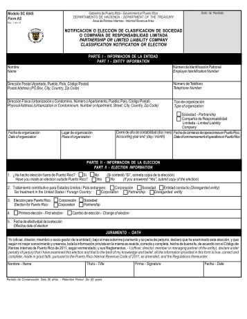 Modelo SC 2916 - Departamento de Hacienda