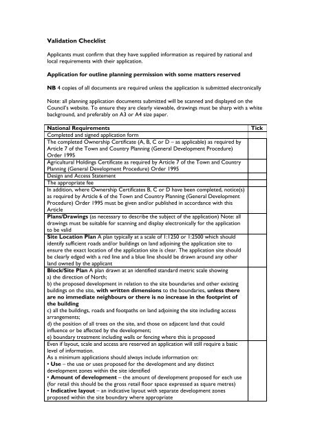 Validation Checklist - Chelmsford Borough Council