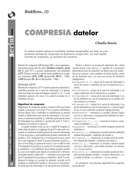 COMPRESIA datelor - GInfo