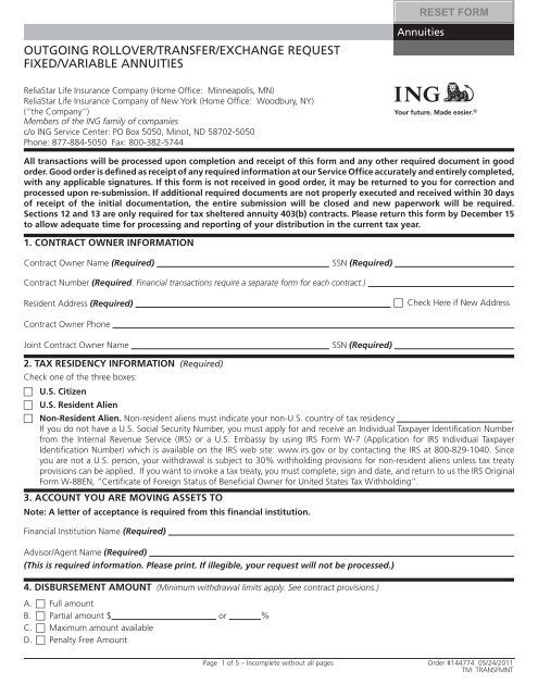 outgoing rollover/transfer/exchange request fixed ... - Preceptwm.com