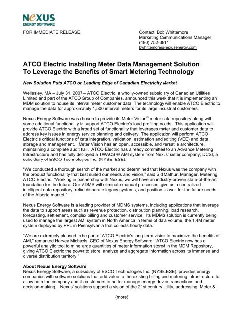 ATCO Electric Installing Meter Data Management Solution ... - Aclara