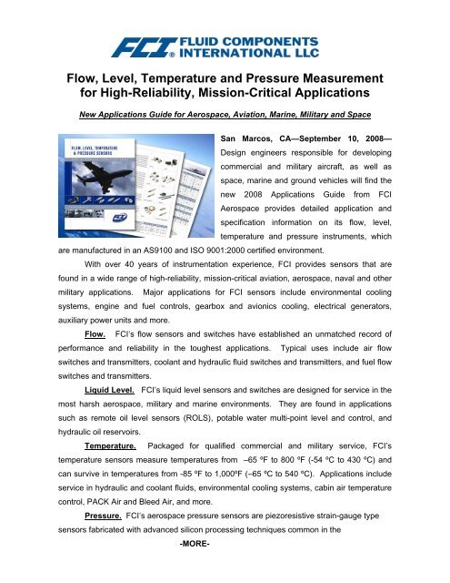 Flow, Level, Temperature and Pressure Measurement for High ...