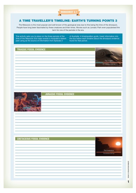 Worksheets Australia Time Traveller's Guide EP 3 - PEGSnet