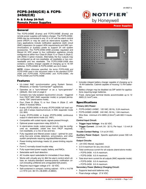 FCPS-24S6(C/E) & FCPS- 24S8(C/E) - Notifier