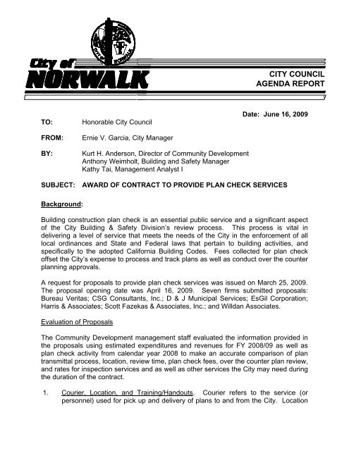 plan check services - City of Norwalk