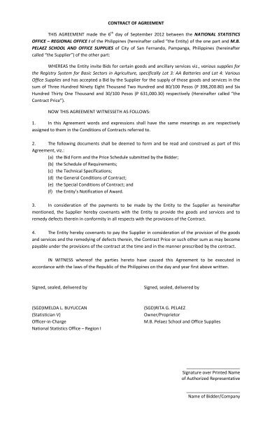 Contract of Agreement - National Statistics Office