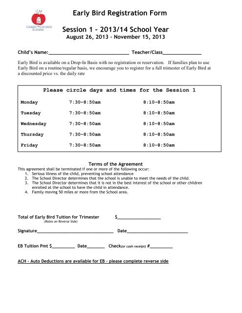 Early Bird Registration Form & Rates