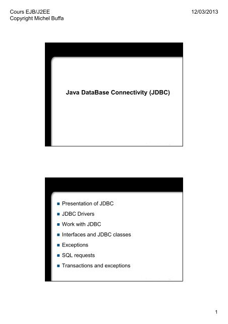 Java DataBase Connectivity (JDBC) Plan