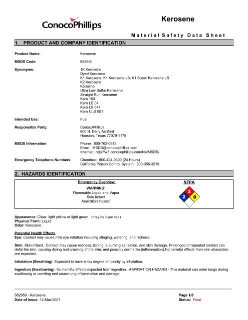 MSDS - Marc Nelson Oil Products
