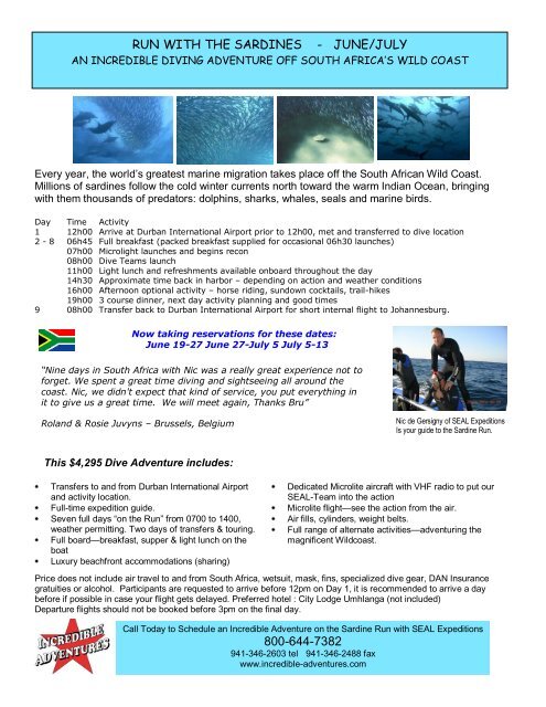 Sardine Run Diving Adventure, South Africa - Incredible Adventures