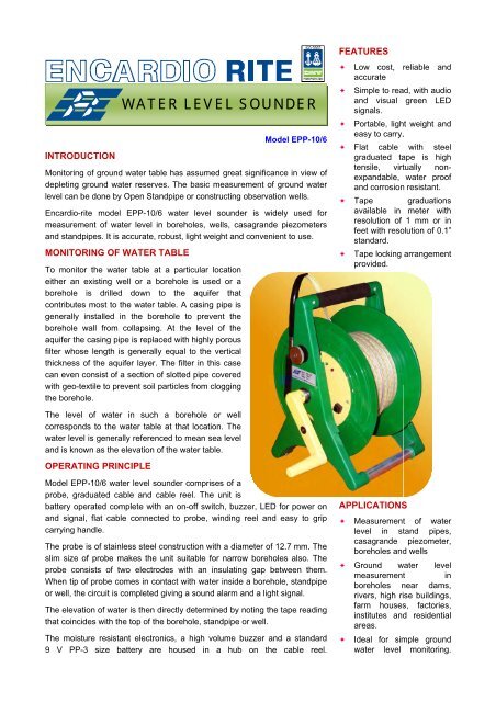 Model EPP-10/6 - Encardio Rite