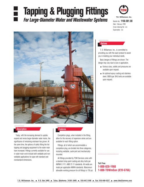 Water Pipeline Tapping & Plugging Fittings - T.D. Williamson, Inc.