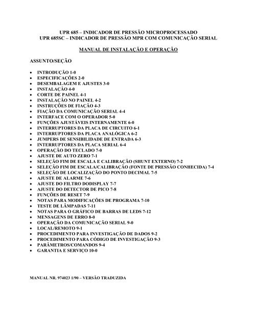 Indicador de pressÃ£o MPR UPR685 Dynisco - Digitrol