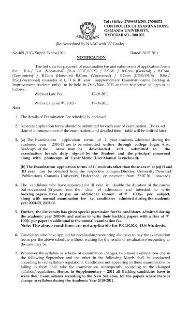 Pgrrcde OU Post Graduate Improvement Examination Dates
