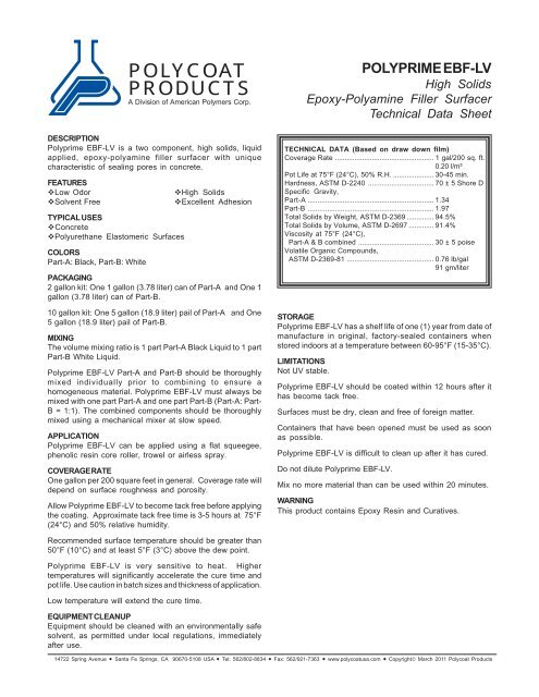 Polyprime EBF-LV - Polycoat Products
