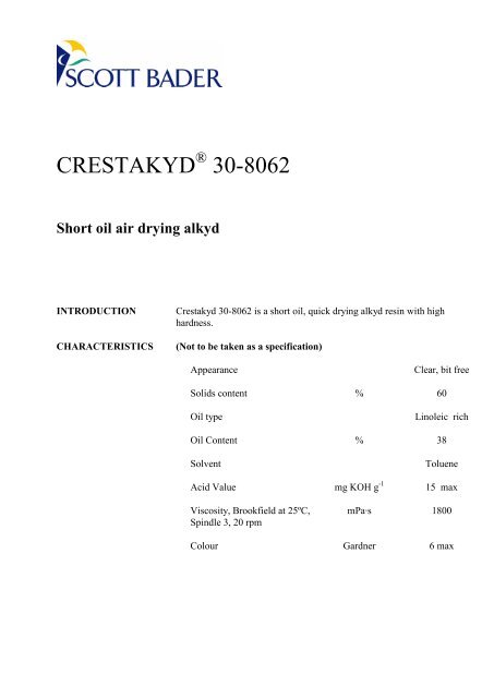 Data Sheet Crestakyd 30-8062 - Scott Bader