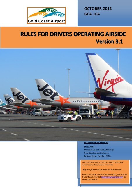 RULES FOR DRIVERS OPERATING AIRSIDE - Gold Coast Airport