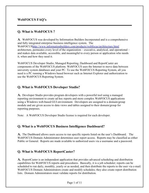 WebFOCUS FAQ