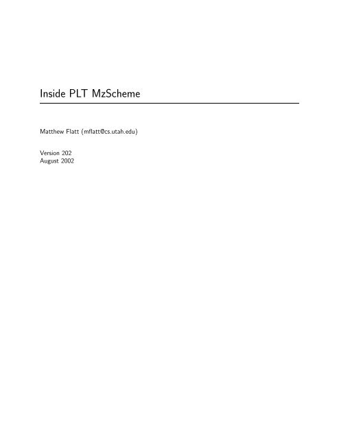 Inside PLT MzScheme - Download PLT Scheme