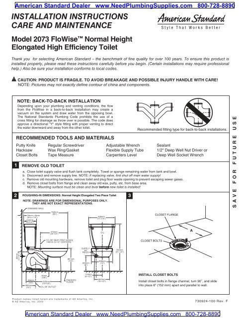 Installation Instructions - American Standard