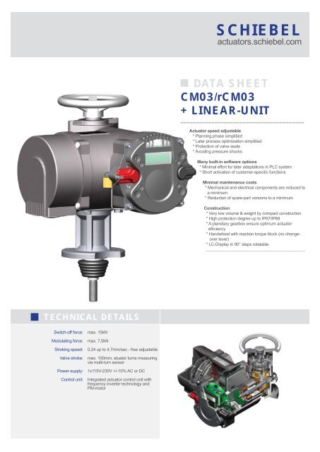 Data sheet for compact linear actuators CM03 - SCHIEBEL