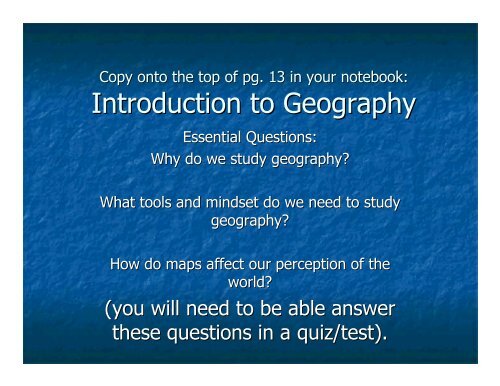 Introduction to Geography