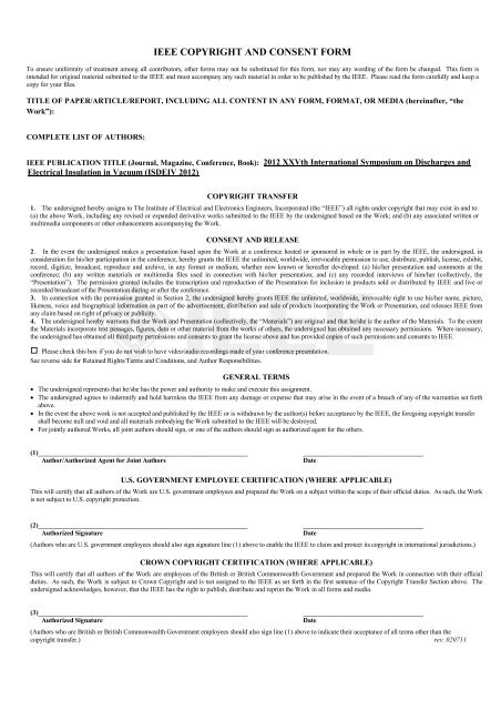 IEEE COPYRIGHT AND CONSENT FORM