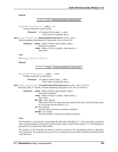 Interpolation Scipyinterpolate Scipy V160 Reference Guide