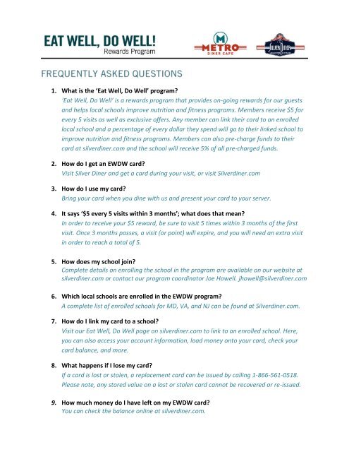 1. What is the 'Eat Well, Do Well' program? - Silver Diner