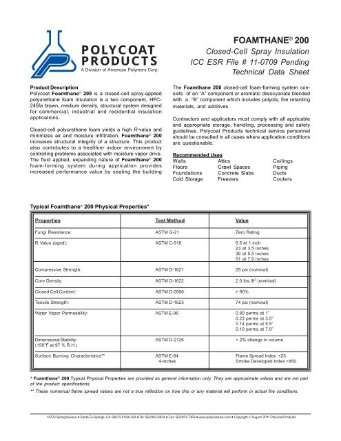 Foamthane 200 - CC data sheet v1 - Polycoat Products