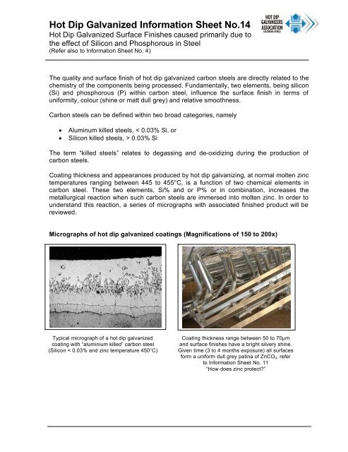Information Sheet No 14 - HDG Surface Finishes - hdgasa