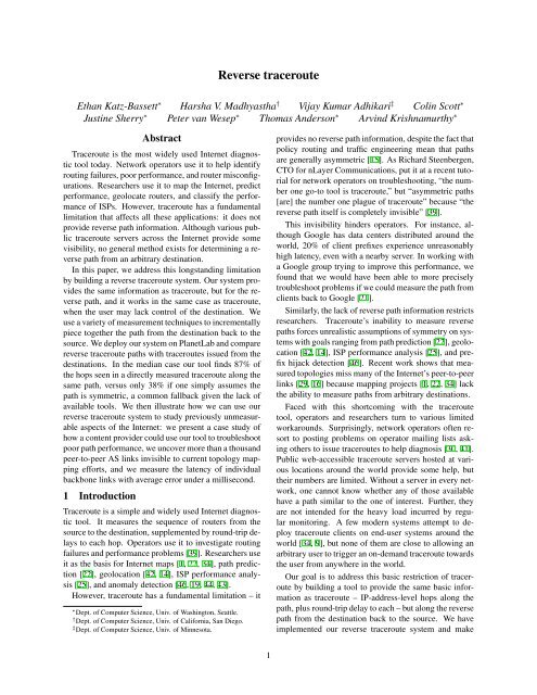 Reverse traceroute - Usenix