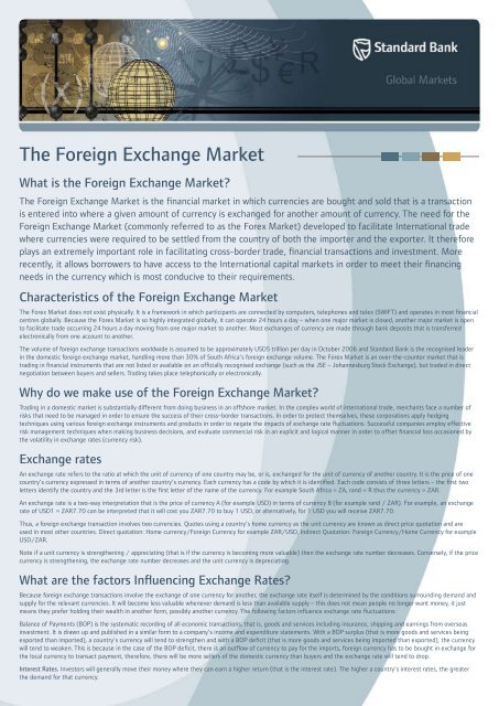 The Foreign Exchange Market - Standard Bank