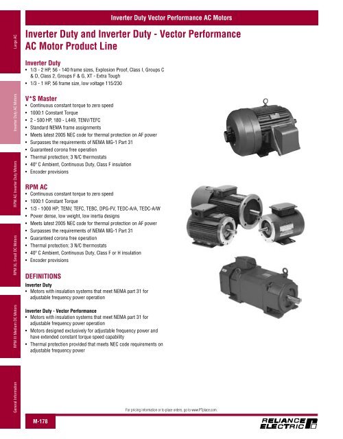 Inverter Duty Vector Performance AC Motors - Reliance Electric