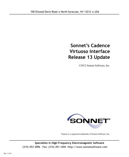 Cadence Virtuoso Interface Update - Sonnet Software