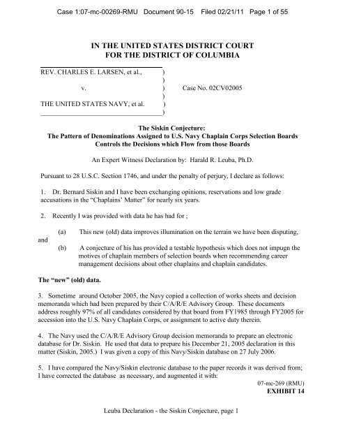 The Pattern of Denominations Assigned to U.S. Navy Chaplain ...