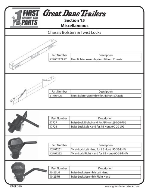 Chassis Bolsters & Twistlocks - Great Dane Trailers