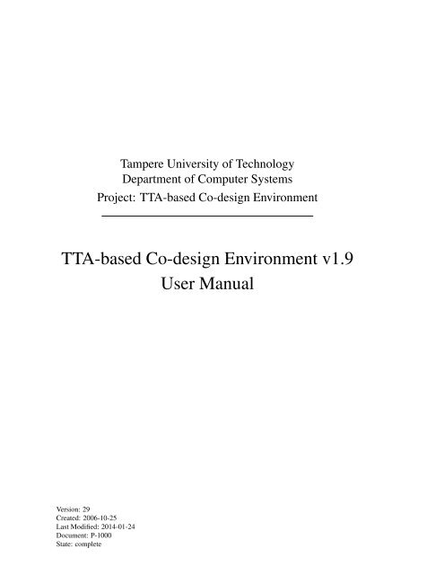 TTA-based Co-design Environment v1.7 User Manual