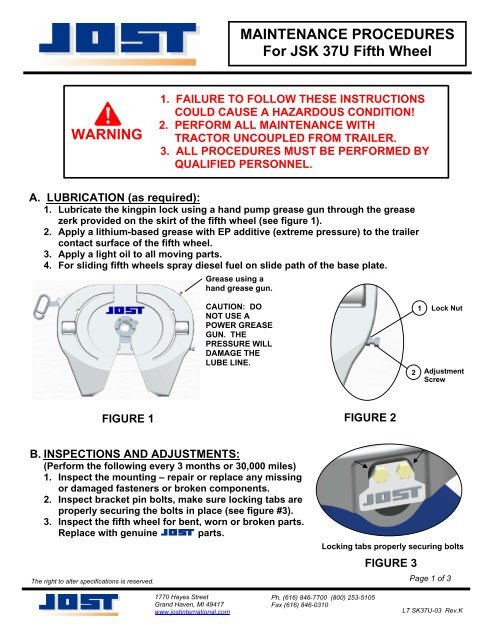 Maintenance Procedures - JOST International