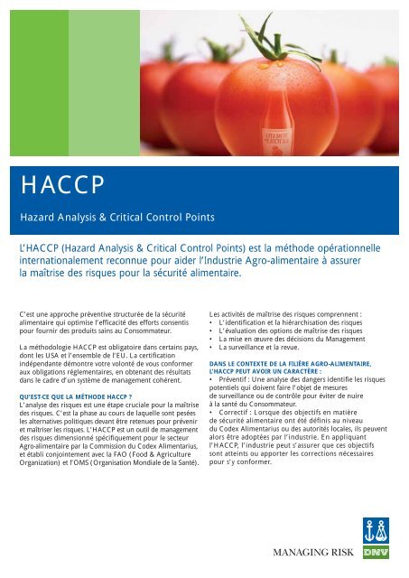 Flyer HACCP - DNV Business Assurance