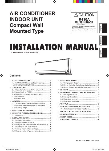 INSTALLATION MANUAL - Master