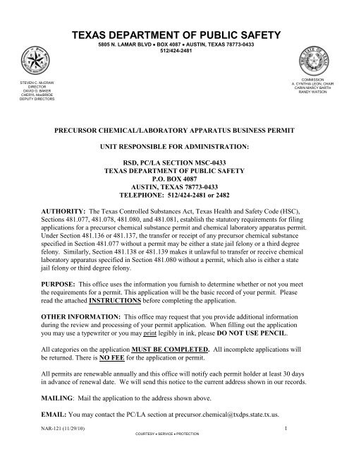 Precursor Chemical/Laboratory Apparatus Business Permit ...