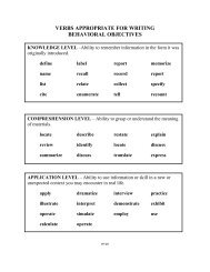 Behavioral Verbs for Writing Objectives in the Cognitive, Affective ...