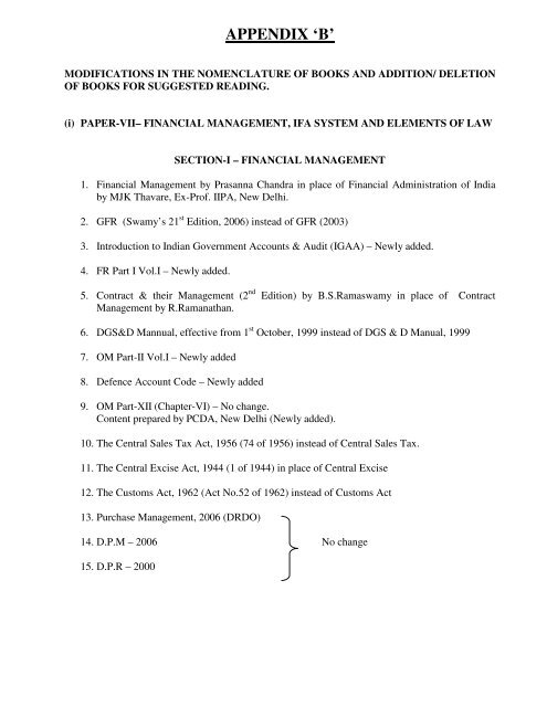 APPENDIX 'B' - CGDA-Controller General of Defence Accounts